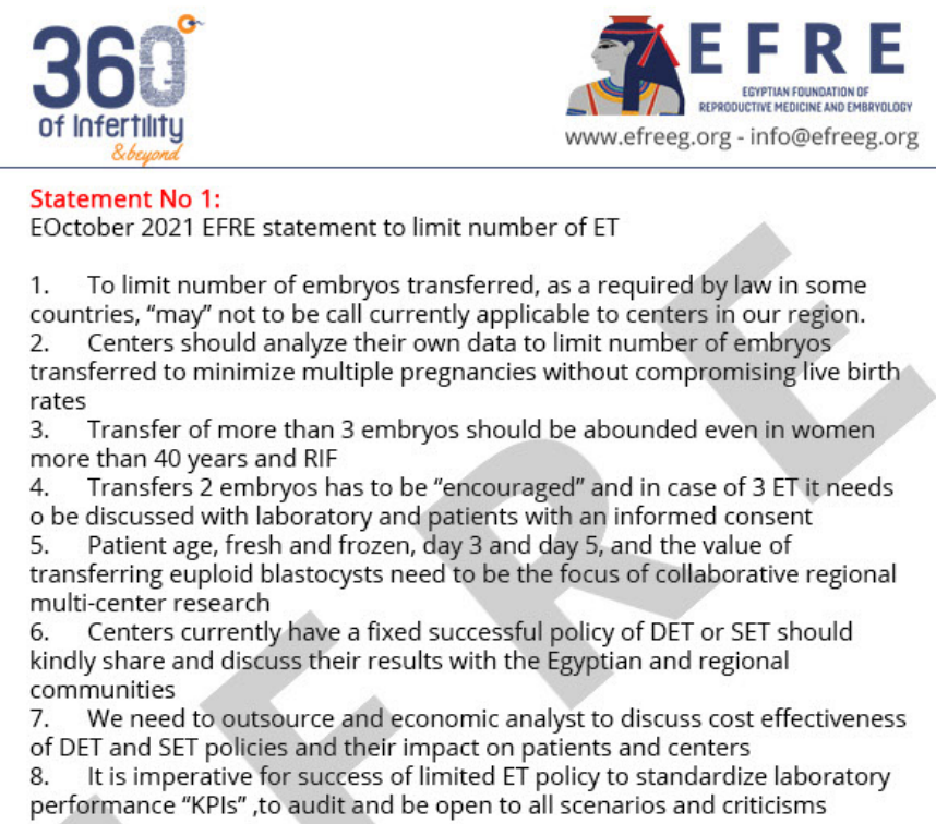 EFRE statements – EFRE